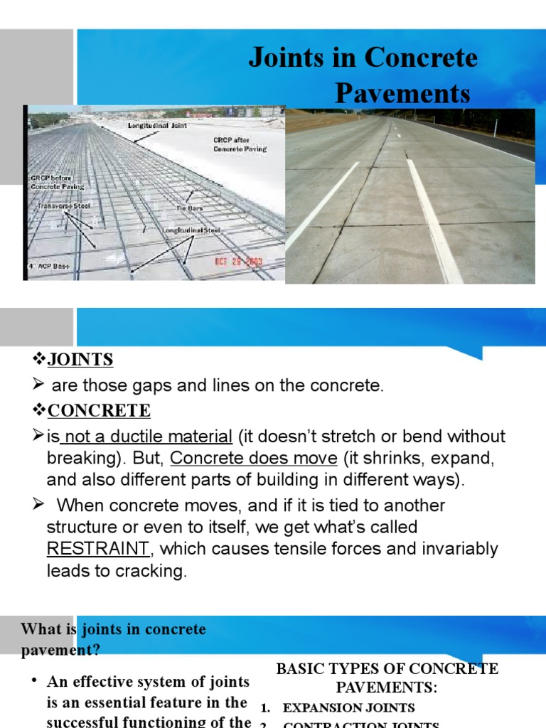 Joints in Concrete Pavements | PDF | Sidewalk | Concrete