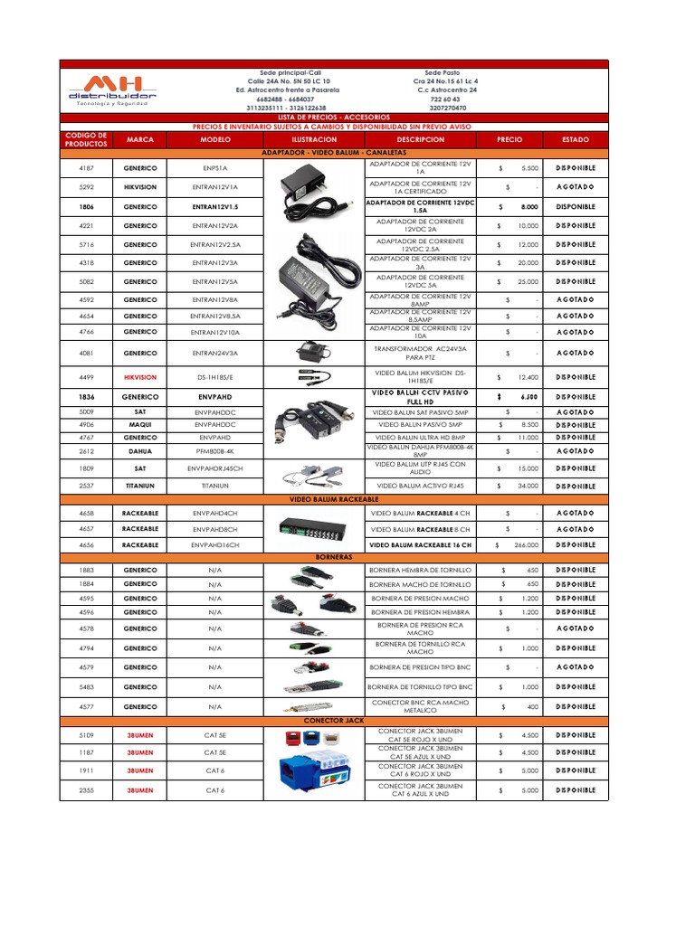 Lista de Accesorios 12-12-2022 | Descargar gratis PDF | Estándares ...