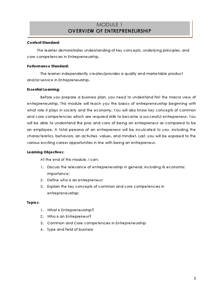 Overview of Entrepreneurship | PDF | Entrepreneurship | Retail