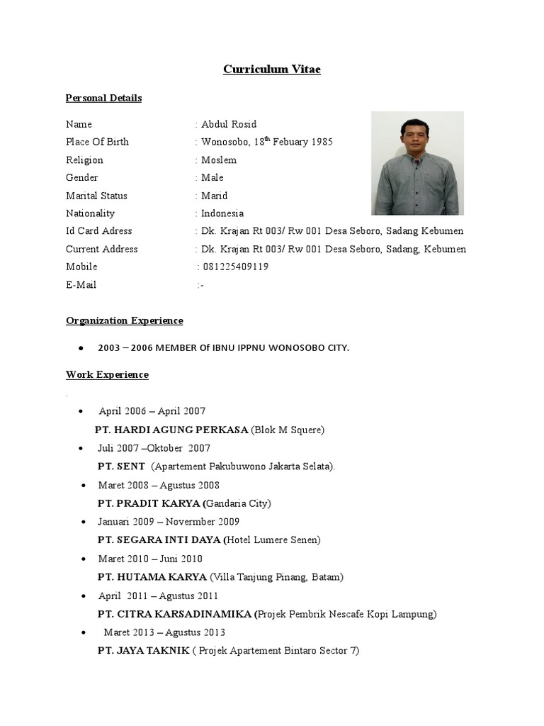 Curriculum Vitae Rosid | PDF