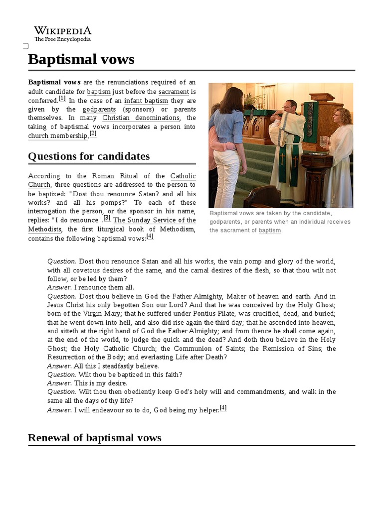Baptismal Vows | PDF | Baptism | Lutheranism