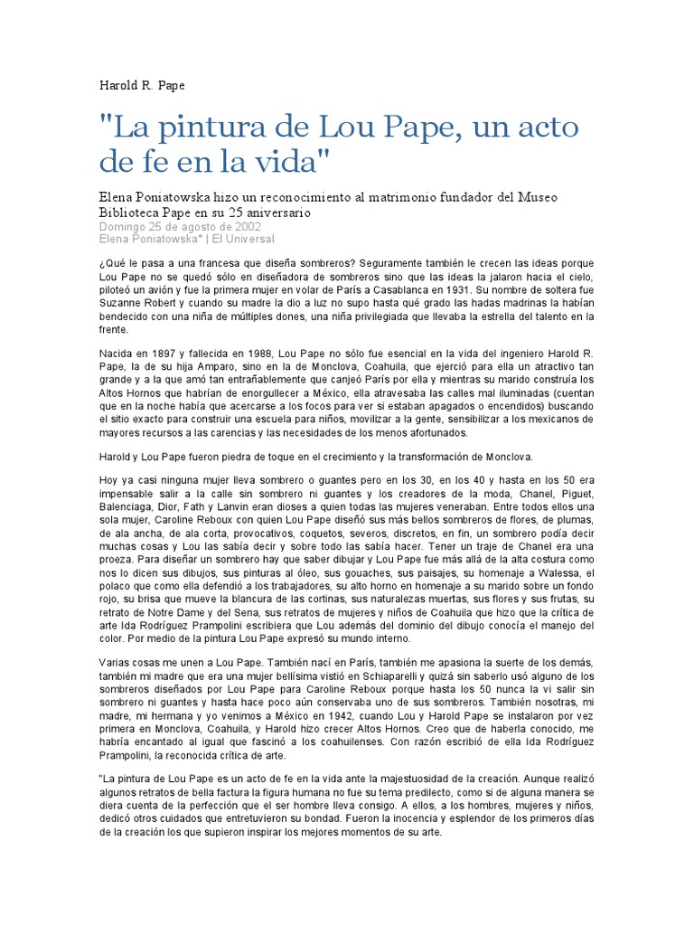 Harold y Lou Pape | PDF