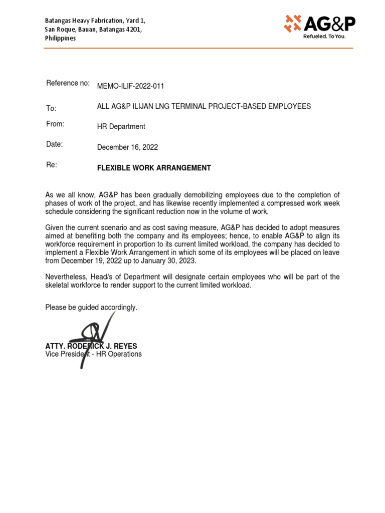 Flexible Work Arrangement Memo | PDF