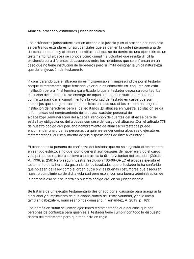 Albacea | Descargar gratis PDF | Voluntad y testamento | Albacea