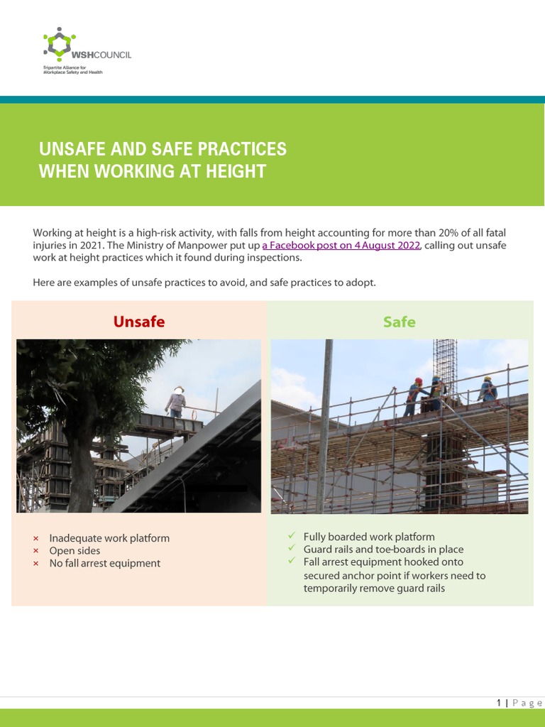 Unsafe Vs Safe Practices - Work at Height | PDF