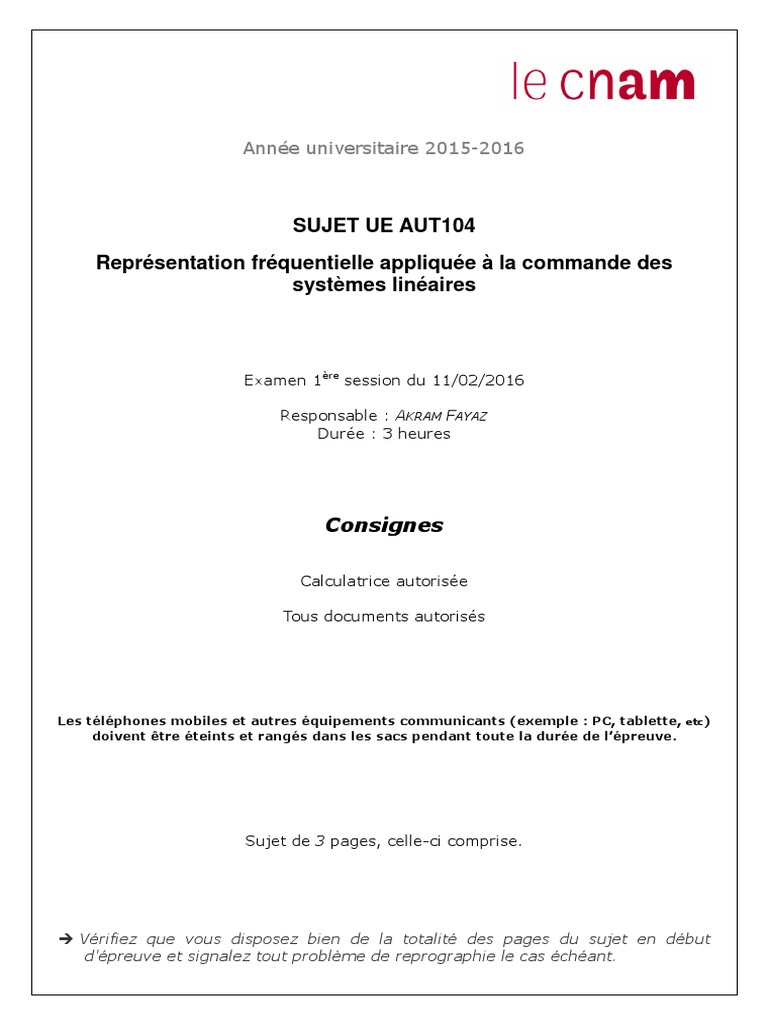 Sujet AUT104 | PDF | Automatisation | Mécanique