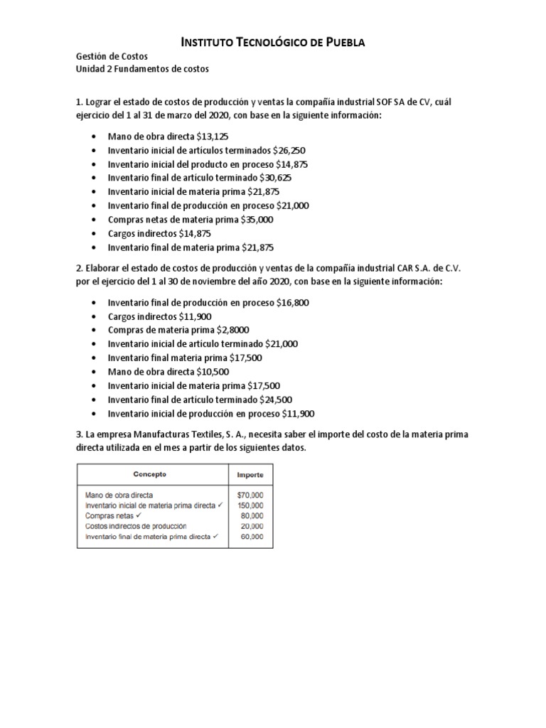 Ejercicios de La Unidad 2 | PDF