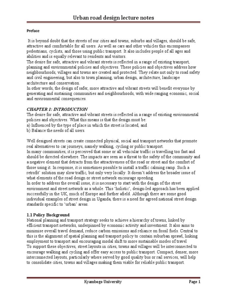 Urban Road Network Notes | Download Free PDF | Traffic | Road