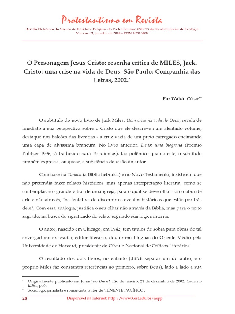 Análise de "Cristo: uma crise na vida de Deus" | PDF | Jesus | Teologia