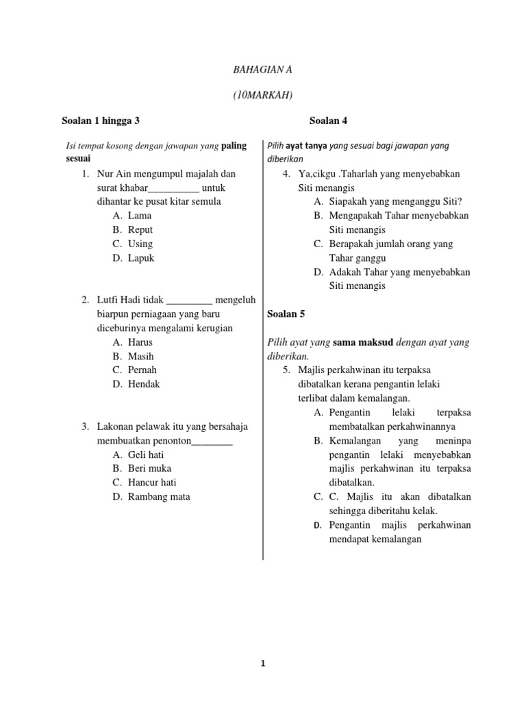 Pat BM Tahun 5 | PDF