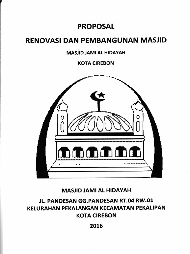 Dokumen - Tips Proposal Pembangunan Masjid Jami Al Hidayah | PDF