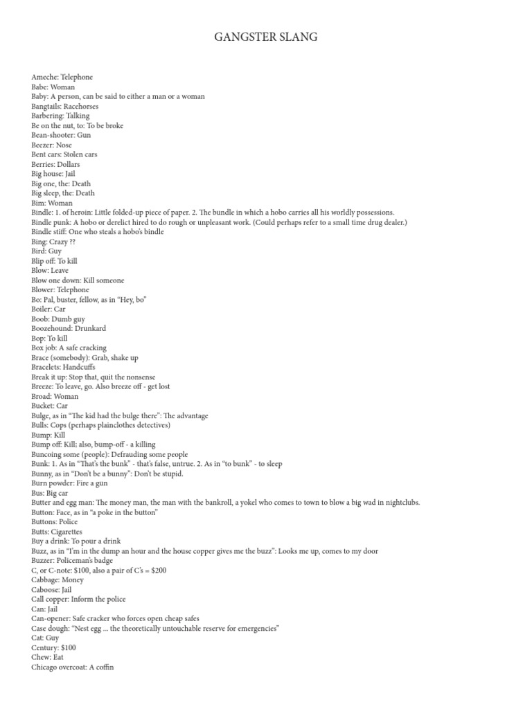 Gangster Slang | PDF