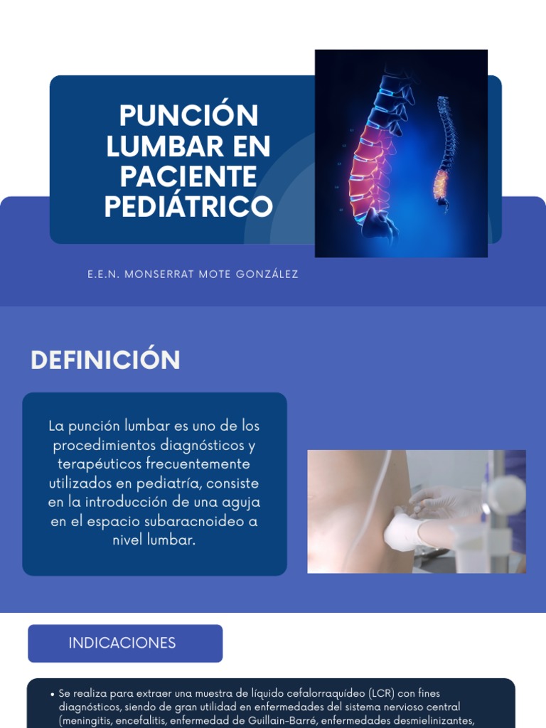 Punción Lumbar en Pacientes Pediátricos | PDF | Fluido cerebroespinal ...