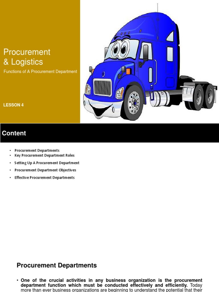 Procurement & Logistics Guide | PDF | Procurement | Supply Chain