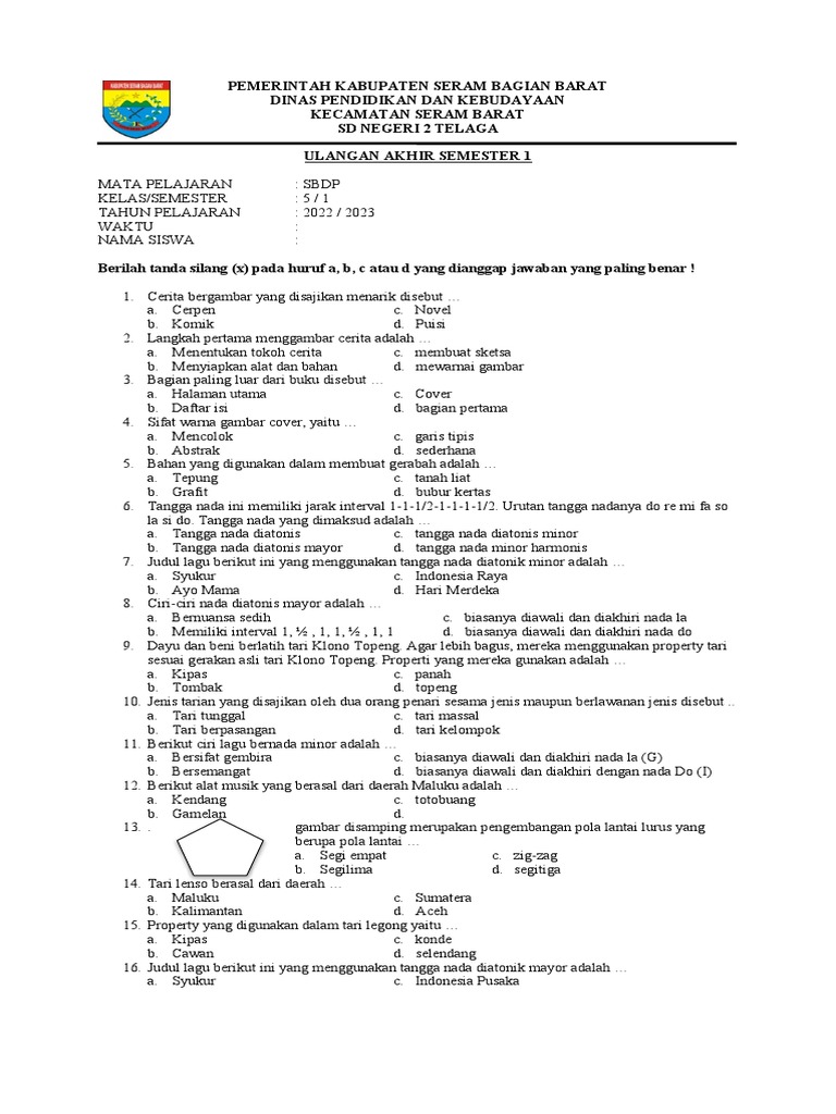Soal SBDP Kelas 5 Ibu Jana | PDF