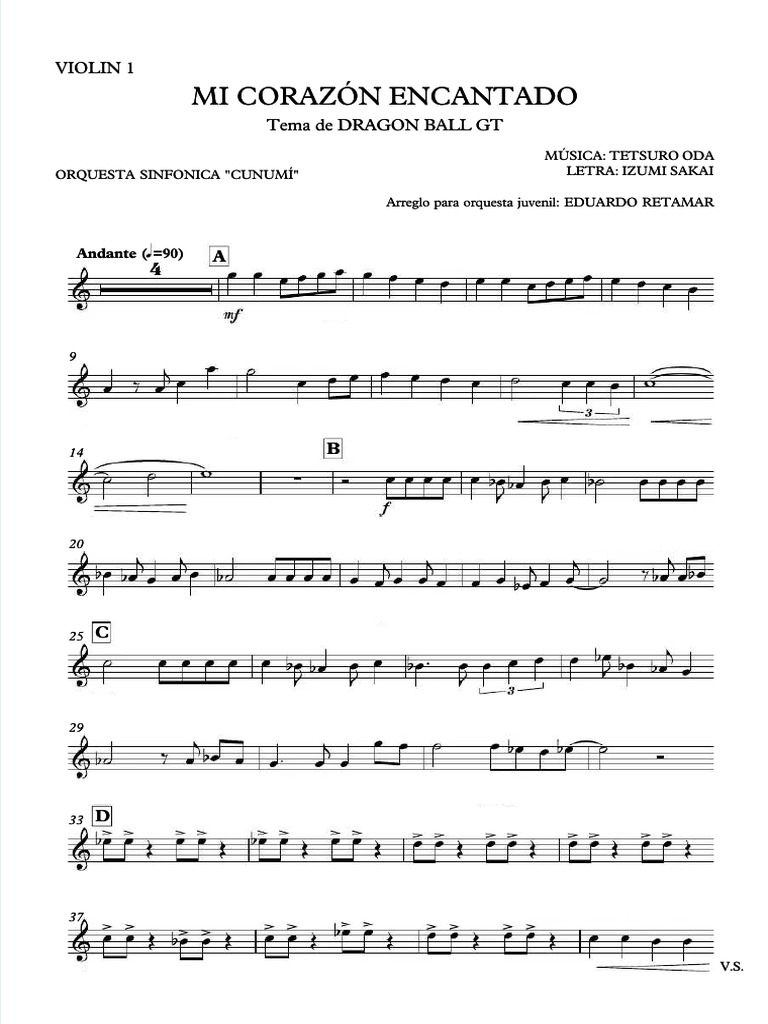 PDF Mi Corazon Encantado Dragon Ball GT Violin 1 - Compress | PDF
