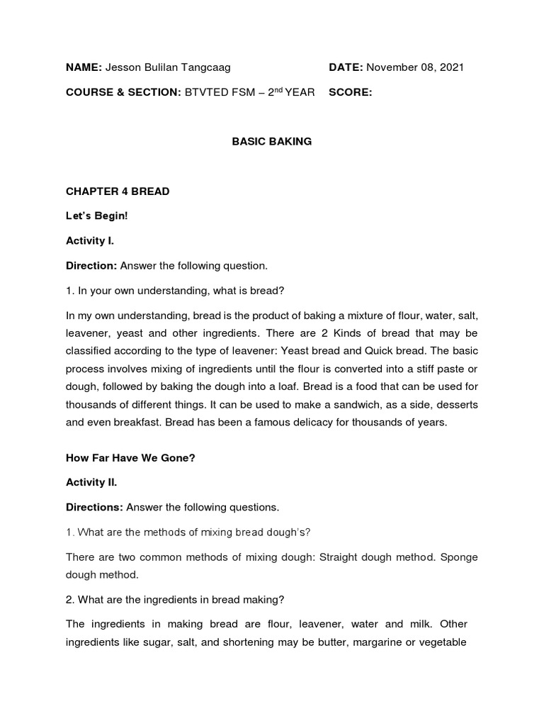 Ans Chapter 4 Bread | PDF | Dough | Breads