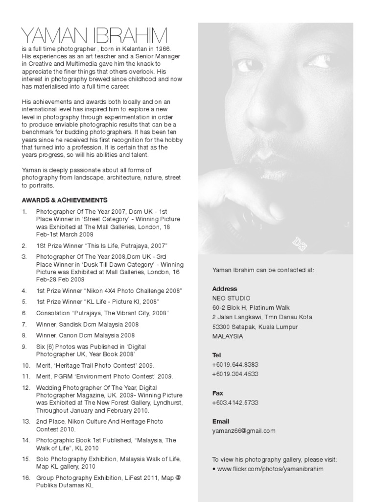 Yaman Ibrahim: Acclaimed Photographer | PDF