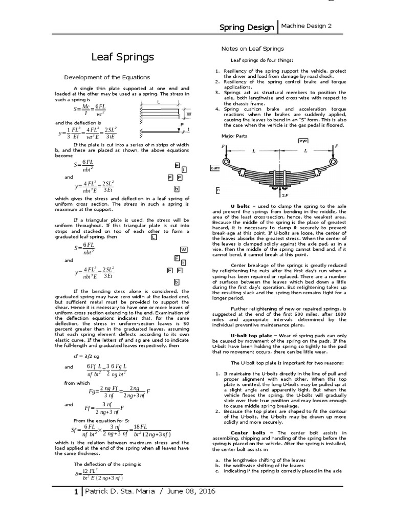 Leaf Spring - Long | PDF | Bending | Stress (Mechanics)
