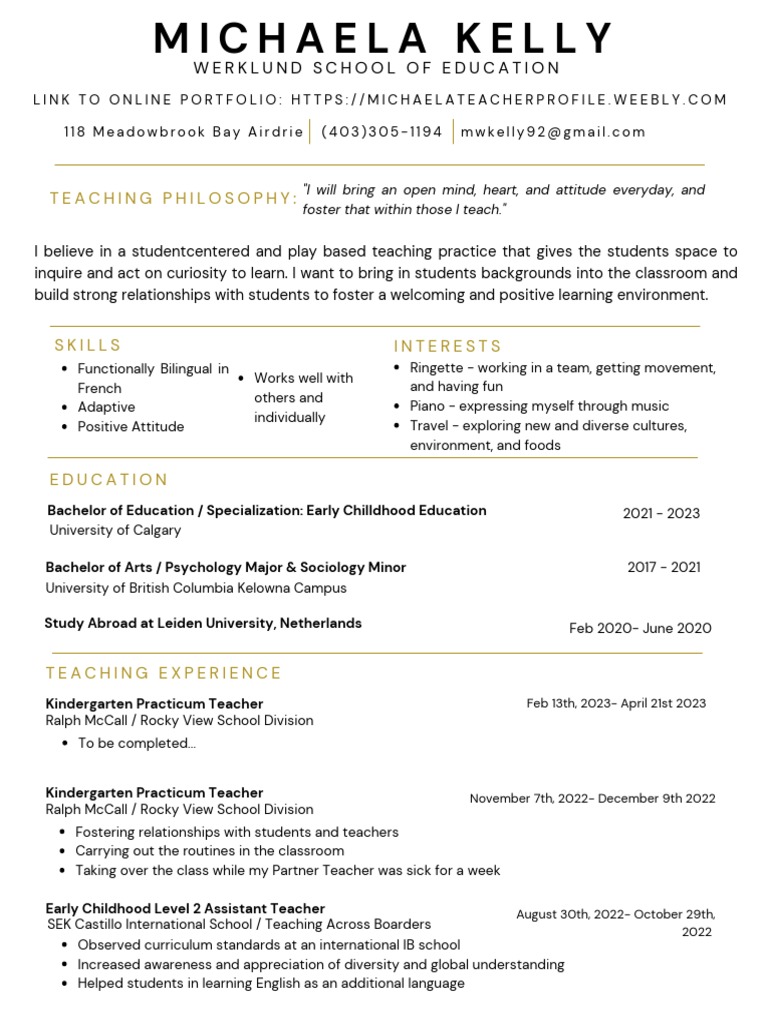 Teaching Resume 2023-2 | PDF | Child Care | Teachers
