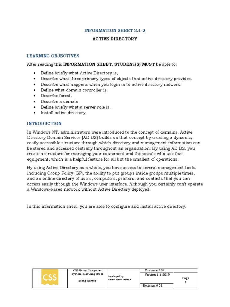 3 1 2 Active Directory Pdf Active Directory Domain Name System