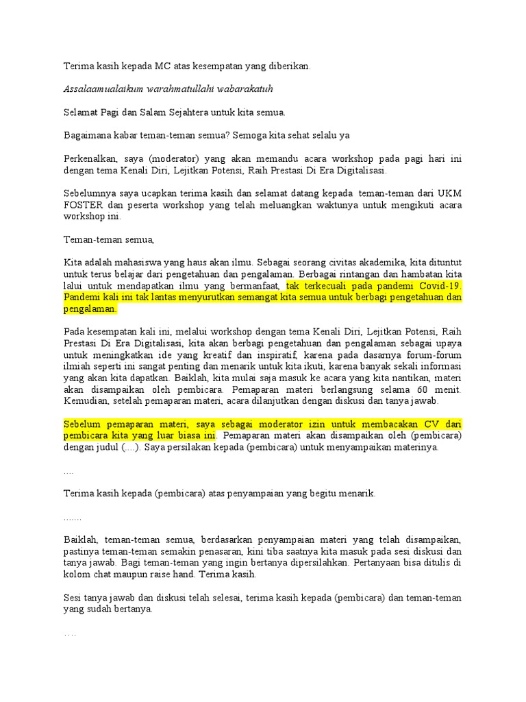 Teks Moderator Revisi | PDF