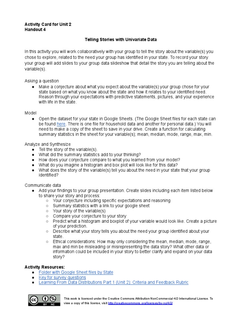 Handout 4 - Telling Stories With Univariate Data | PDF | Data | Statistics