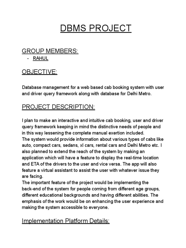 DBMS Project - Cab Booking System - Rahul - 2021554 | PDF