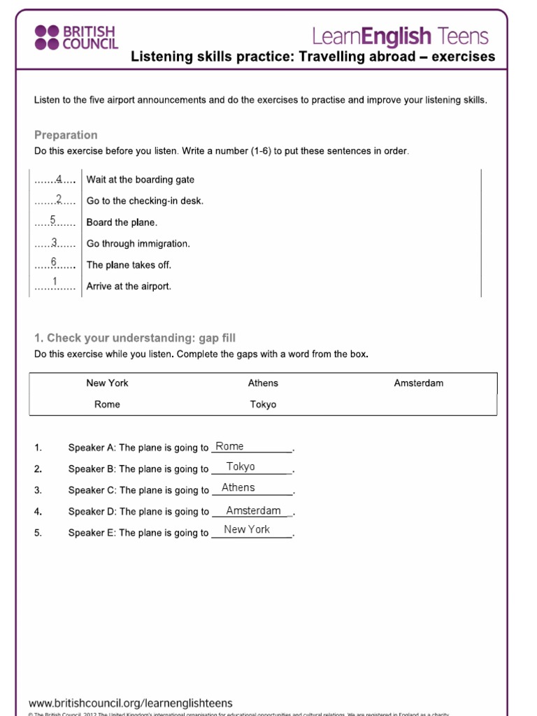Listening Exercises Unit 3 | PDF