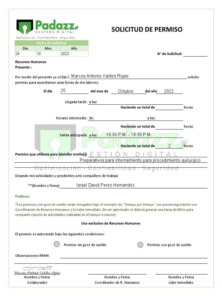 Formato de Solicitud de Permiso | PDF