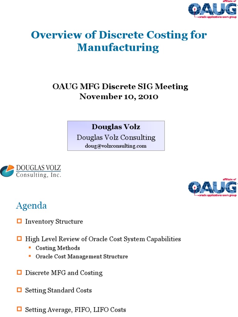 Overview of Oracle Discrete Costing For MFG v2 | PDF | Inventory | Cost ...