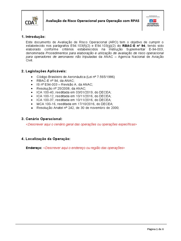 Avaliação de Risco Operacional - ARO (Em Construção) | PDF | Ferimento ...