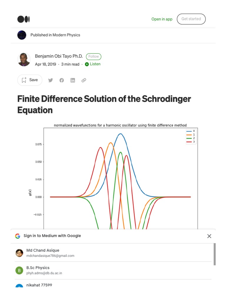 Finite Difference Solution of The Schrodinger Equation - by Benjamin Obi Tayo Ph.D. - Modern ...