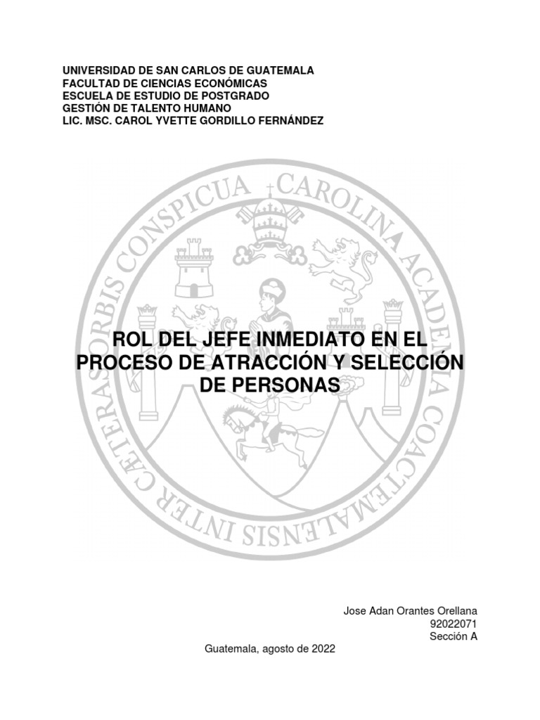 Rol Del Jefe Inmediato en El Proceso de Atracción y Selección de ...