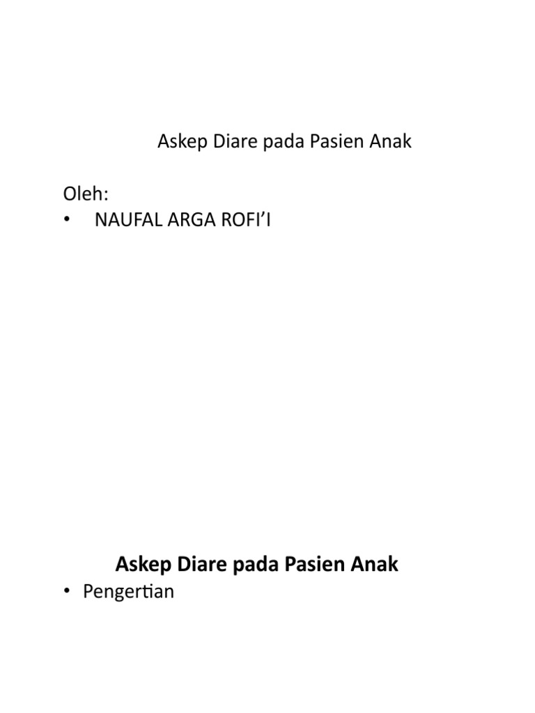 Askep Diare Anak: Penyebab & Penanganan | PDF