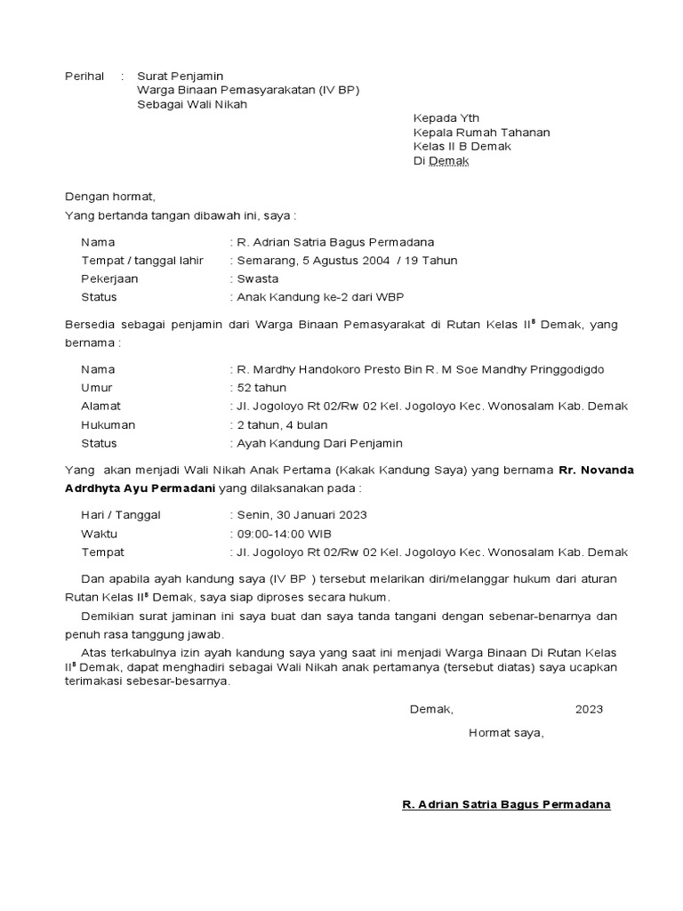 Surat Penjamin | PDF