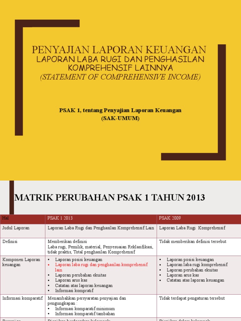 Penyajian Laporan Laba Rugi Komprehensif | PDF