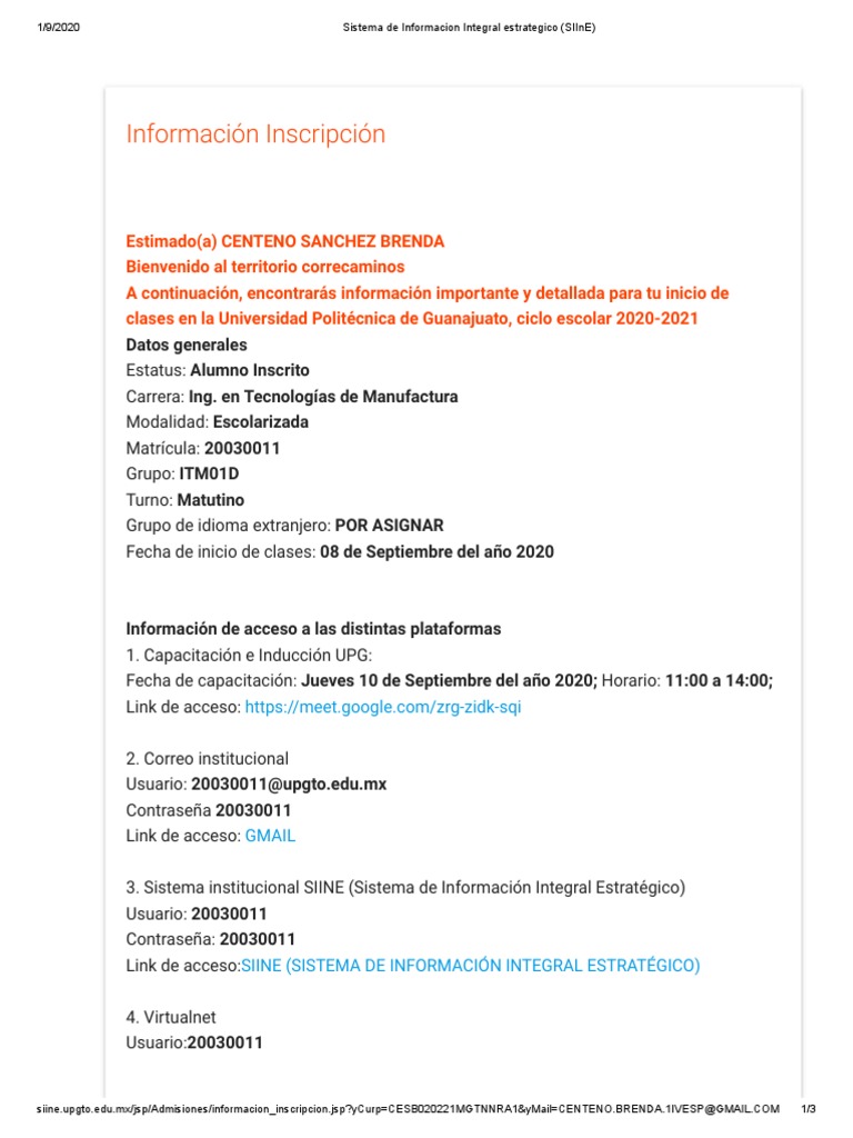 Sistema de Informacion Integral Estrategico (SIInE) UPG | PDF ...