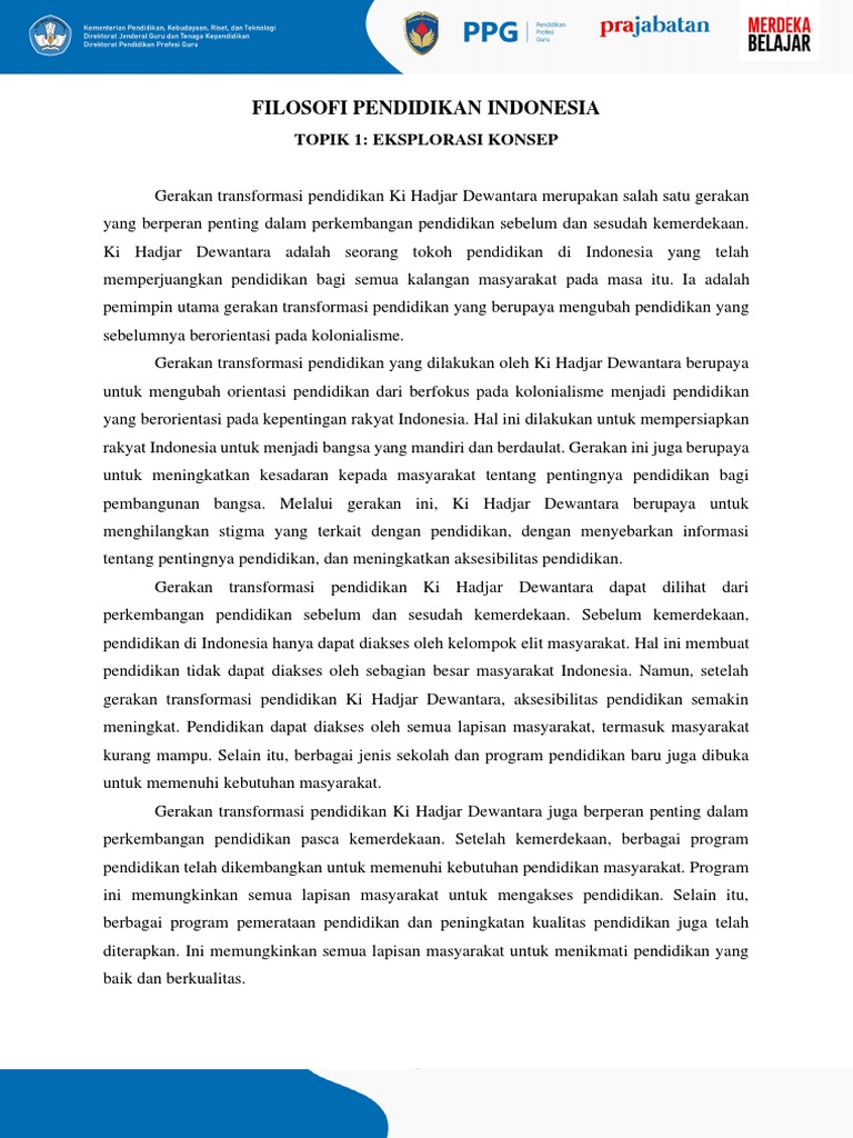 2 - Filosofi Pendidikan Indonesia - Topik 1 - Eksplorasi | PDF