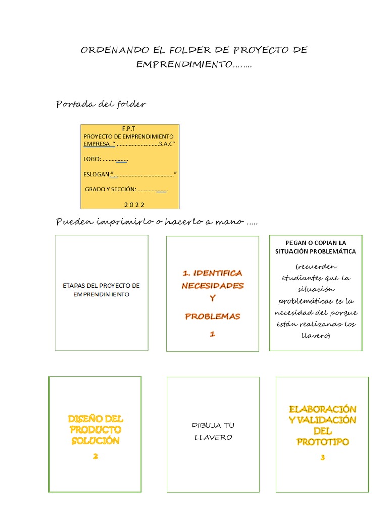 PDF Ordenando El Folder de Proyecto de Emprendimiento | PDF ...