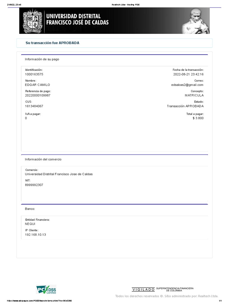 Su Transacción Fue APROBADA | PDF