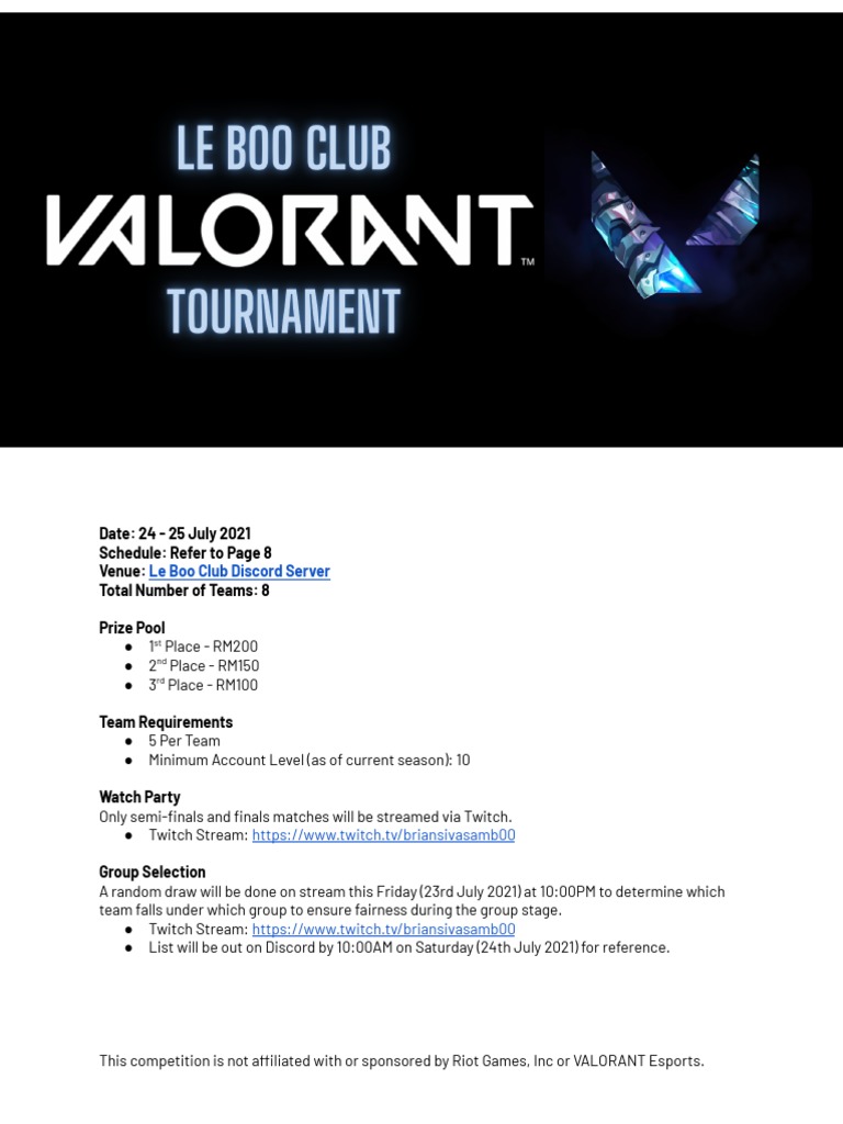Le Boo Club VALORANT Tournament - Rules, Structure, Schedule and Prize ...