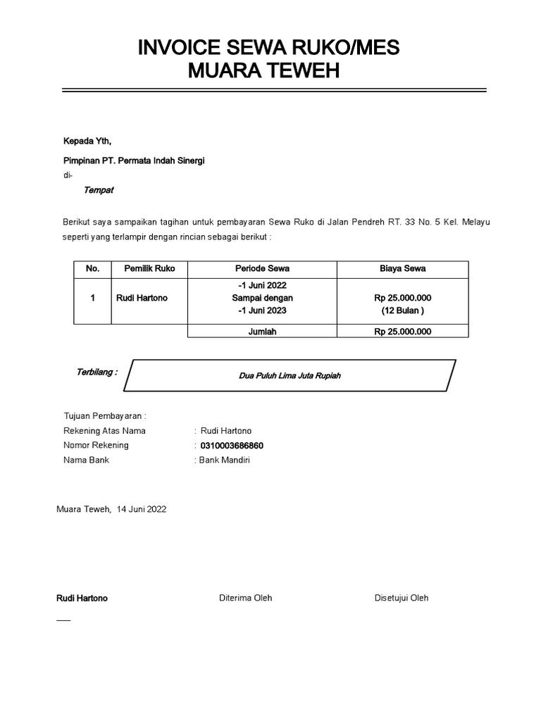Invoice Ruko Di Muara Teweh | PDF