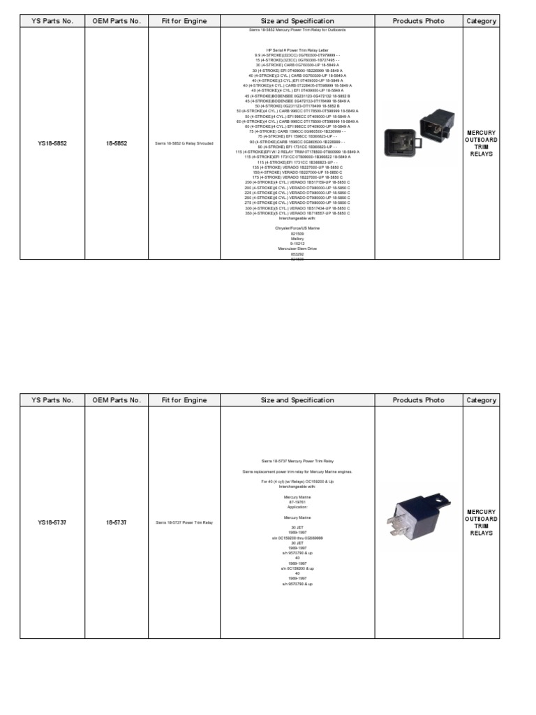 Mercury Outboard Trim Relays | Download Free PDF | Rotating Machines | Watercraft