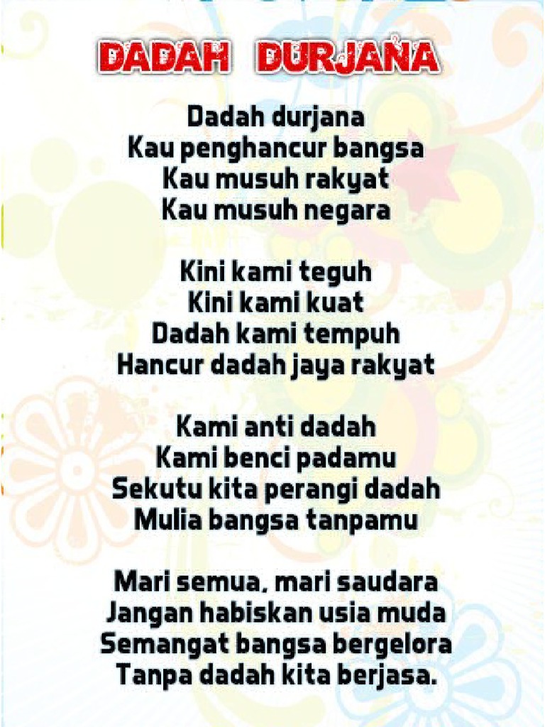Lirik Lagu Dadah Durjana | PDF