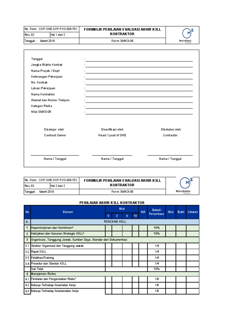 Formulir SMK3 06 | PDF