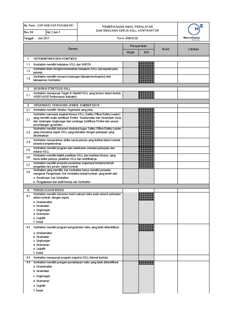 Formulir SMK3 02 | PDF