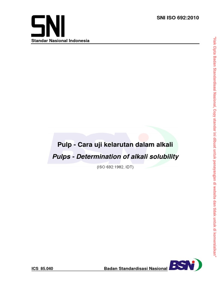 SNI ISO 692-2010 CU Kelarutan DLM Alkali | PDF