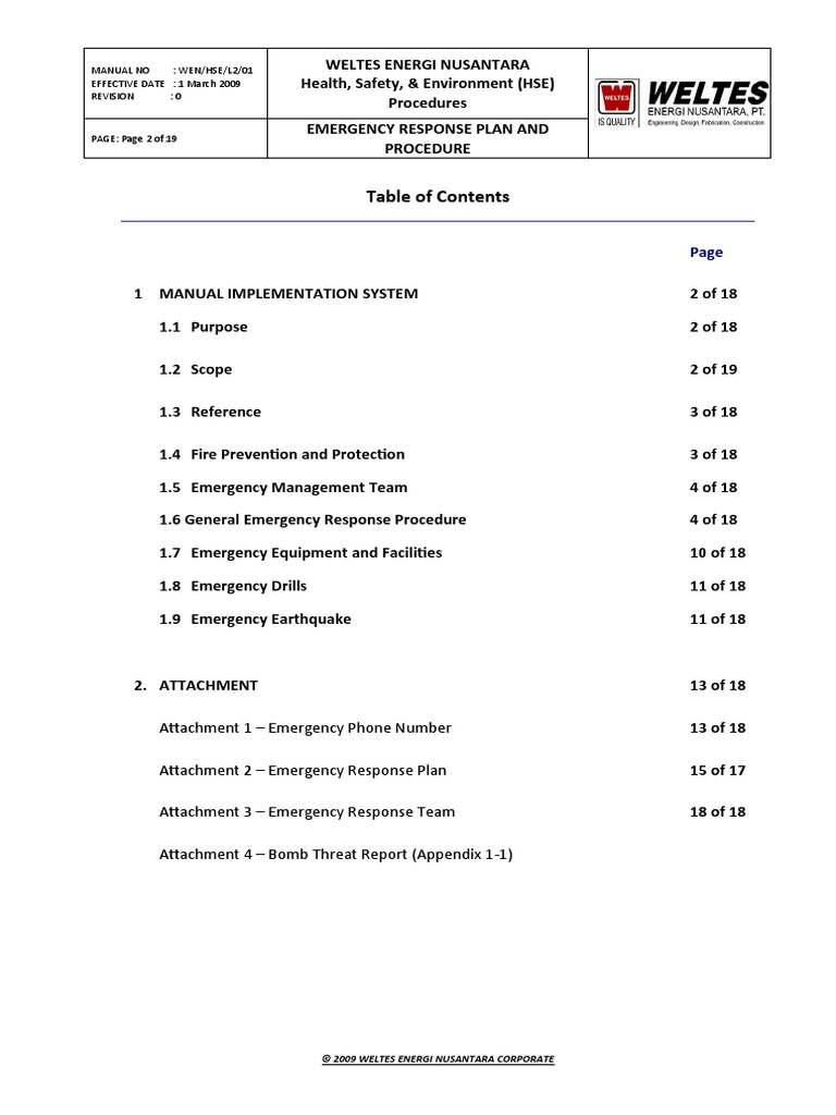 1 - Emergency Respond Procedure | PDF | Emergency Management | Emergency