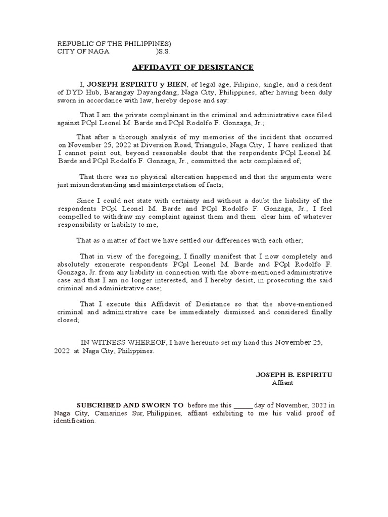 affidavit-of-desistance | PDF